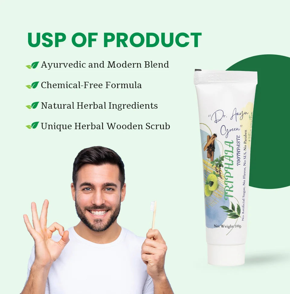 Dr. Aayu Green Triphala Toothpaste - SLS Free Toothpaste for Natural Oral Care – tickmyhealth
